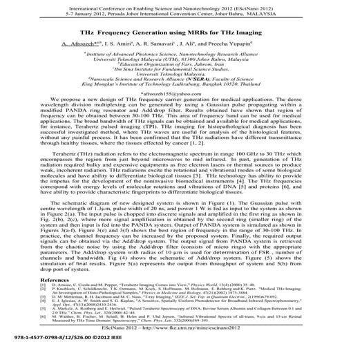 T hz frequency generation using mrrs for thz imaging, | PDF