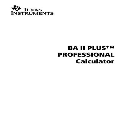 000 instructions for TI BA II Plus | PDF