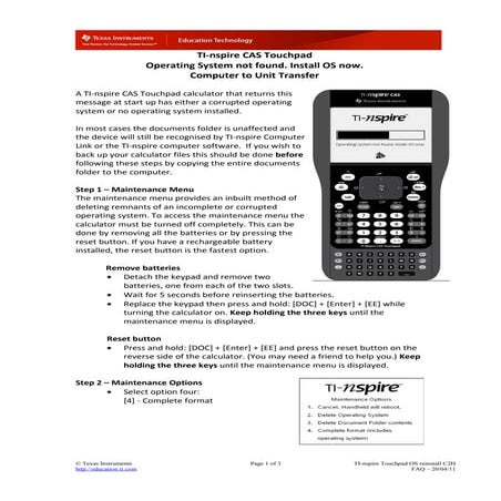 Ti nspire touchpad-os_reinstall_c2_h | PDF