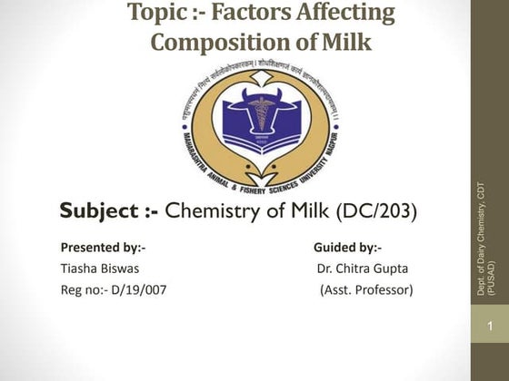 Physical and chemical properties of milk | PPT