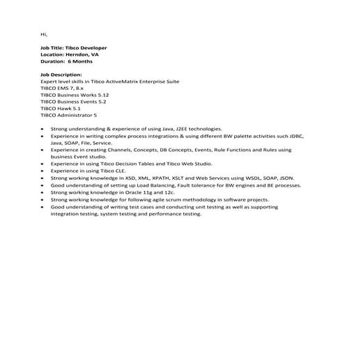 Tibco developer | PDF