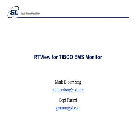 RTView for TIBCO EMS Monitor Webinar | PDF | Computing | Technology & Computing