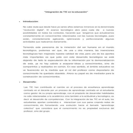 Integración TIC en educación | DOCX