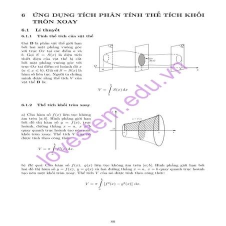 Tích phân-6-Ứng dụng tích phân tính thể tích khối tròn xoay-pages-80-88 | PDF