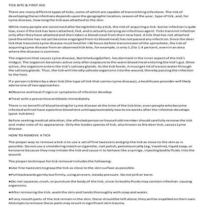 Tick bite ; first aid | DOCX