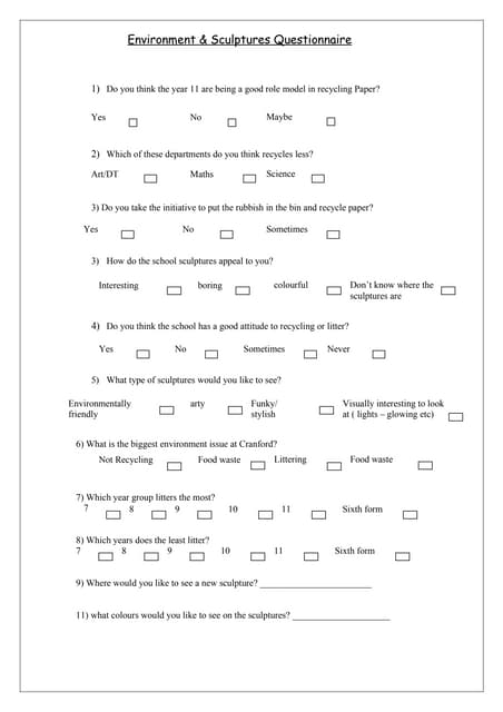Recycling Questionnaire | PPT