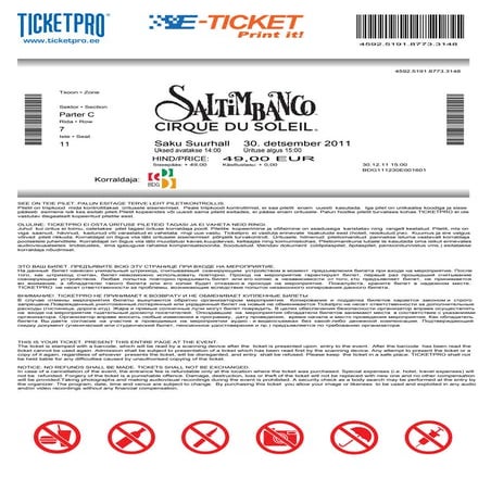 Ticketpro e ticket-148325 | PDF | Travel Preparation and Advice | Travel