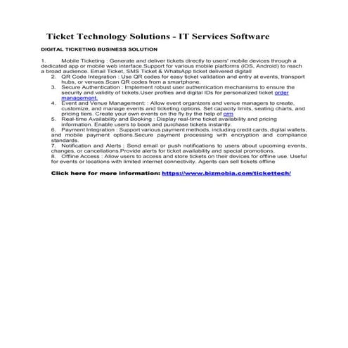 Ticket Technology Solutions - IT Services Software | PDF