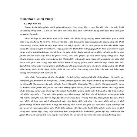 Tái cấu trúc để giảm tổn thất công suất tác dụng trong lưới điện phân ...