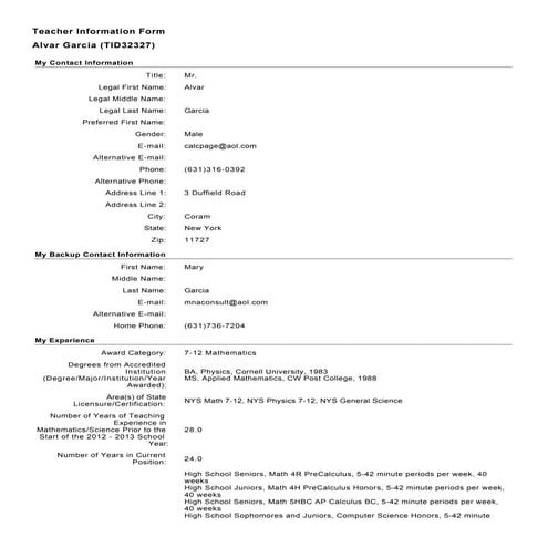 Tid32327 teacher information_form | PDF