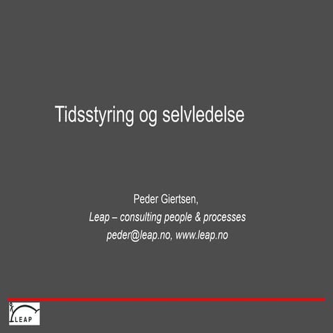 Tidsstyring og selvledelse | PPT
