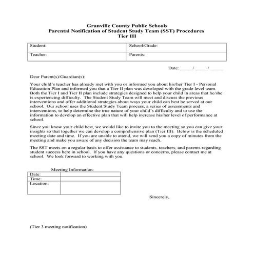 Parent notification, letter | DOC