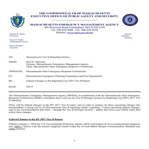 Tier ii reporting year 2017 federal changes to the tier ii report | PDF ...