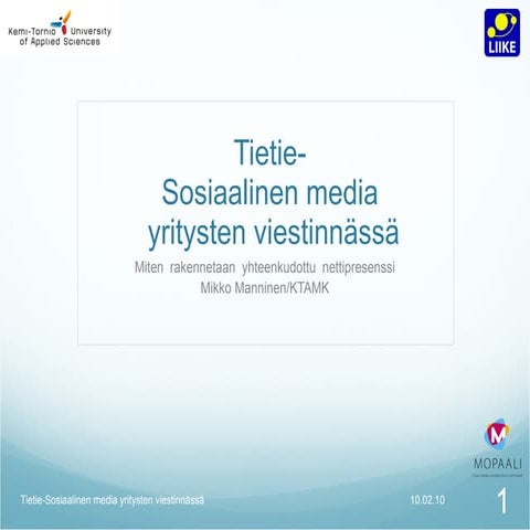 sosiaalinen media yritysten viestinnässä | PPT
