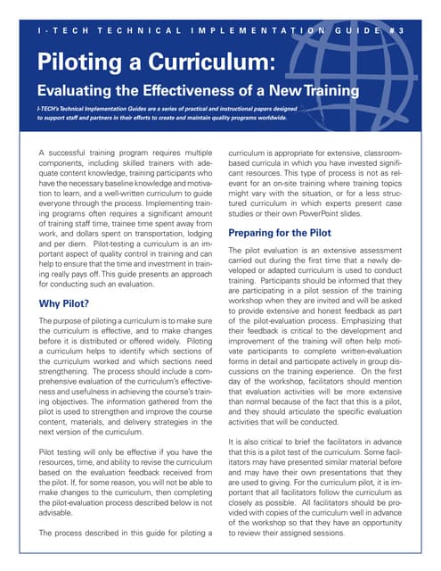 Piloting Solutions: The Process | PPTX