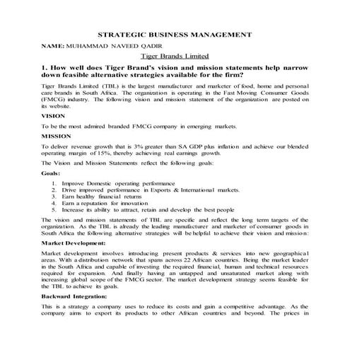 Tiger brands limited | DOCX