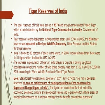 tiger reserves.pptx environment proj tiger | PPTX
