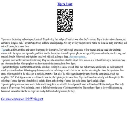 Tigers Essay | PPT