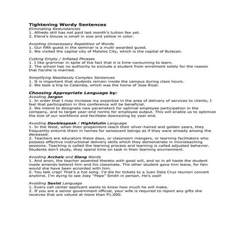 COMART2: Tightening Wordy Sentences | DOCX