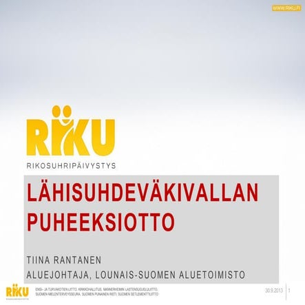 Lähisuhdeväkivallan puheeksiotto Tiina Rantanen | PDF