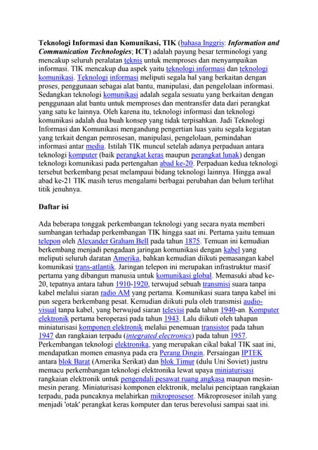 PRESENTASI TEKNOLOGI INFORMASI DAN KOMUNIKASI | PPT