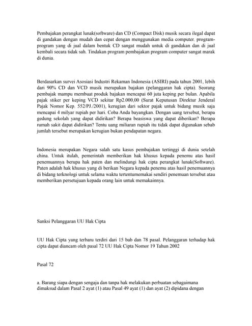 Dampak pelanggaran hak cipta | DOCX