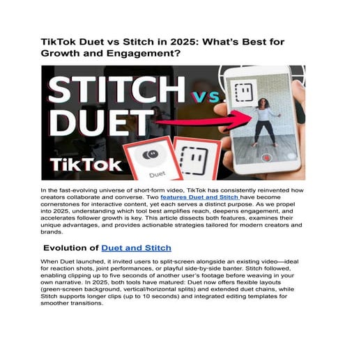 TikTok Duet vs Stitch in 2025_ What’s Best for Growth and Engagement | PDF