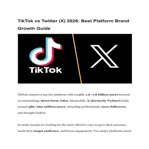 TikTok vs Twitter (X) 2026_ Best Platform Brand Growth Guide | PDF