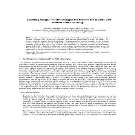 Learning design twofold strategies for teacher-led inquiry and student ...