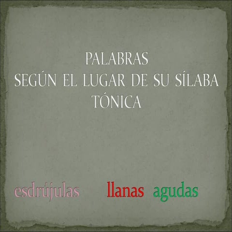 Tilde en palabras agudas, llanas, esdrújulas | PPT