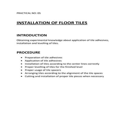 TILE PRACTICALS with a minimmum skill with | DOCX