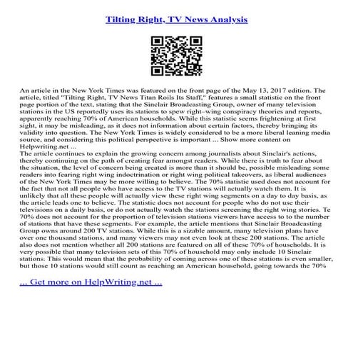 Tilting Right, TV News Analysis | PDF