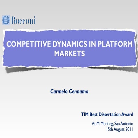Competitive dynamics in Platform Markets | PDF