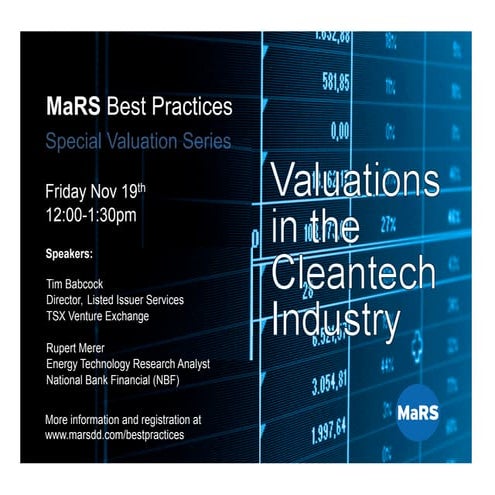 MaRS Best Practices: Valuations in the cleantech Industry - Tim Babcock ...