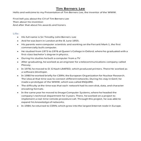 Tim berners Lee - Text | DOCX