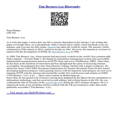 Tim Berners Lee Biography | PDF