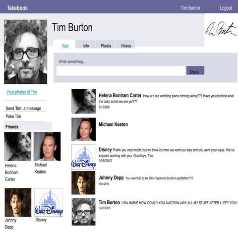 Tim burton fakebook | PPTX