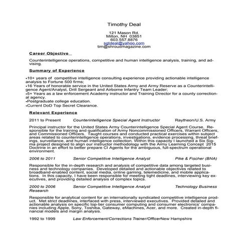 Tim Deal Resume | DOC