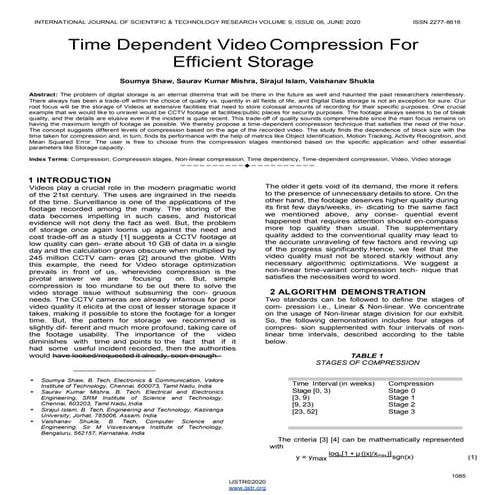 Time Dependent Video Compression For Efficient Storage | PDF