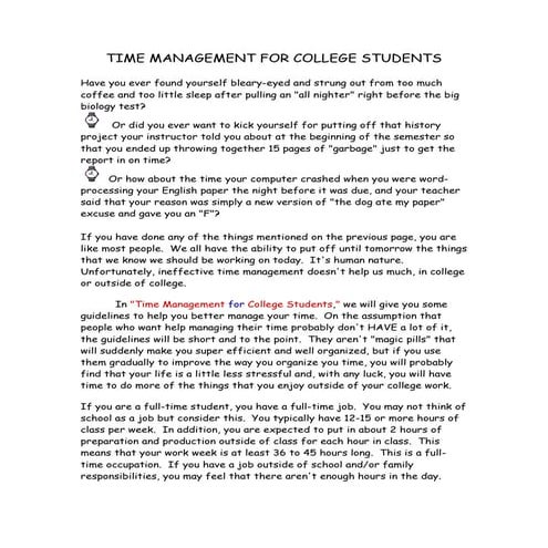Time management information guide | PDF | College Planning | College ...