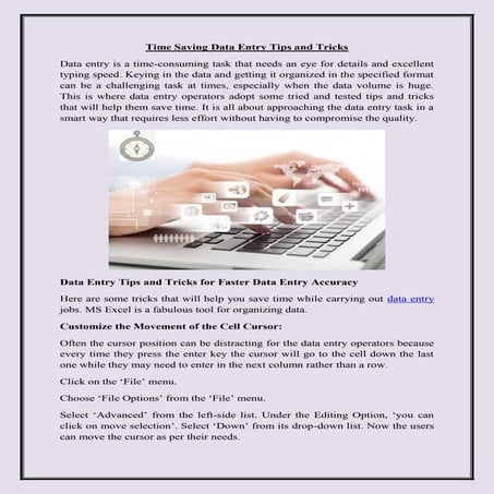 Time Saving Data Entry Tips and Tricks - Data Entry India Outsource | PDF