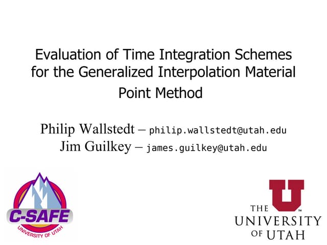 Evaluation Of Time Integration Schemes For The Generalized 8832