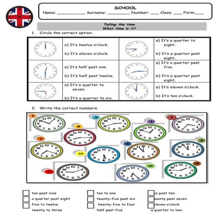 Telling the time: worksheet | DOCX
