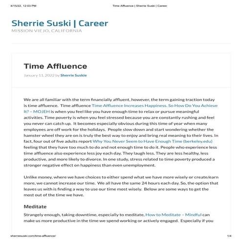 Time Affluence | PDF | Business | Business and Finance