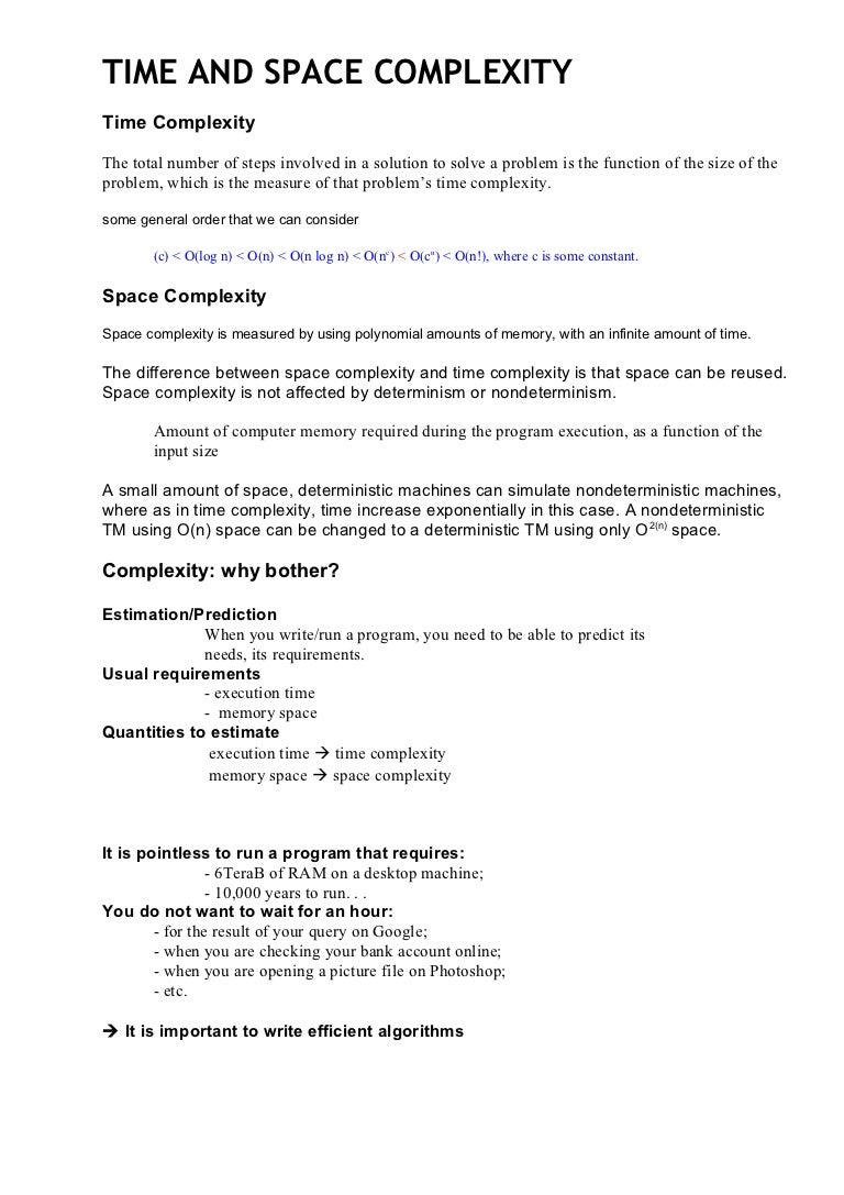 Time And Space Complexity