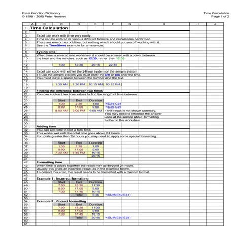 Time calculation | PDF