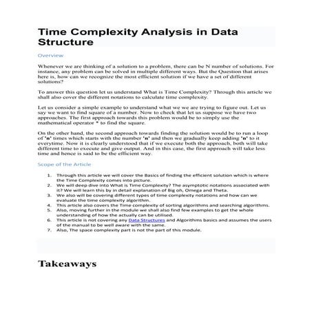 Time Complexity Analysis In Data Structure Docx