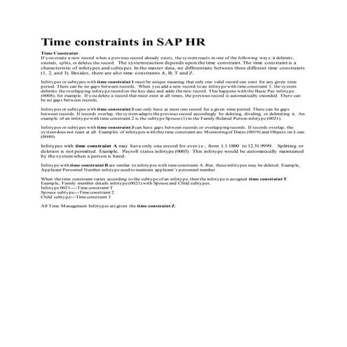 Time constraint in sap hr | DOCX