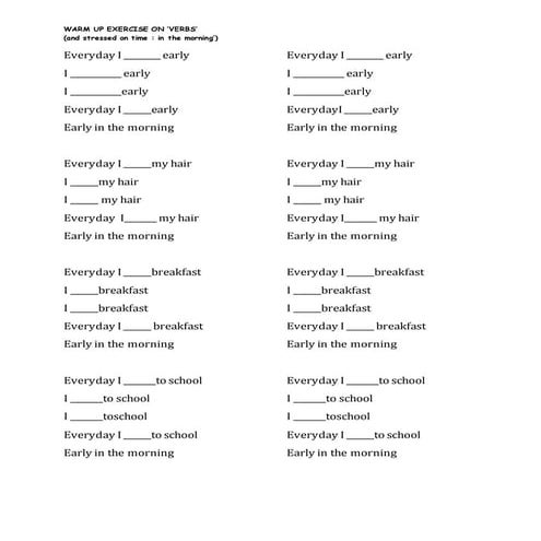WARM UP EXERCISE ON VERBS (UPSR) | DOCX