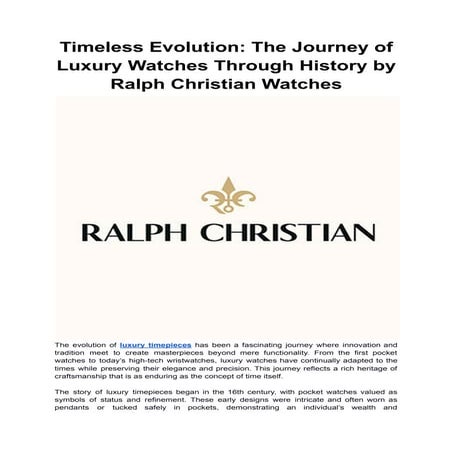 Timeless Evolution_ The Journey of Luxury Watches Through History.pdf
